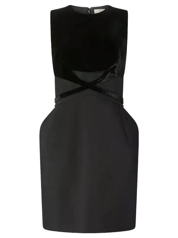 GENNY Velvet-top Mini Dress - Black