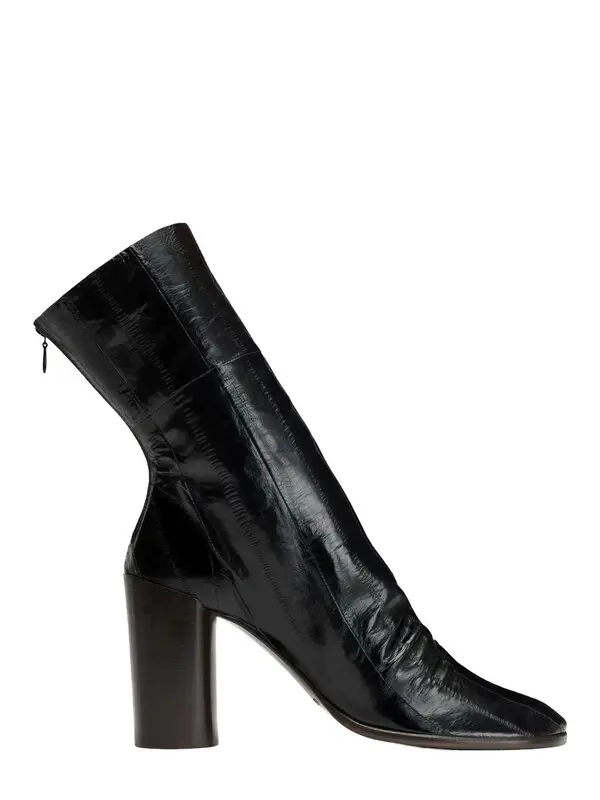 LEMAIRE 80mm Eel Leather Block Heel Boots - Black