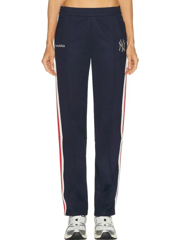 SPORTY & RICH X Ny Yankees Serif Track Pant - Dark Navy, White, & Fire Red