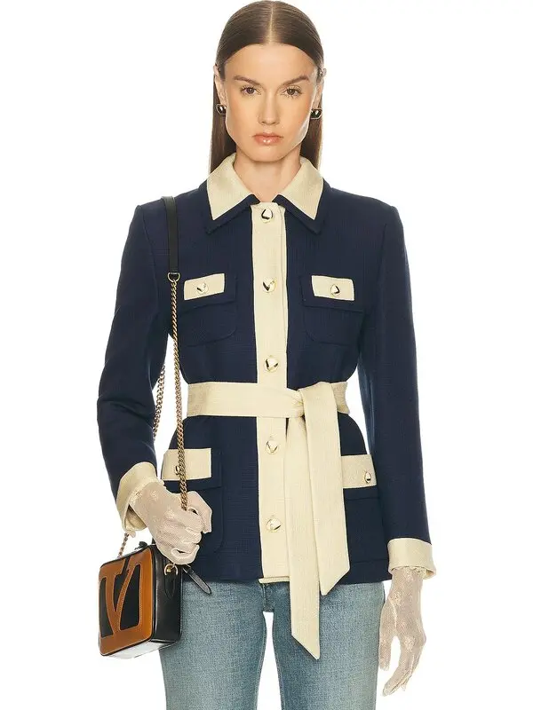 Valentino Garavani Caban Jacket - Provence Blue & Betulla