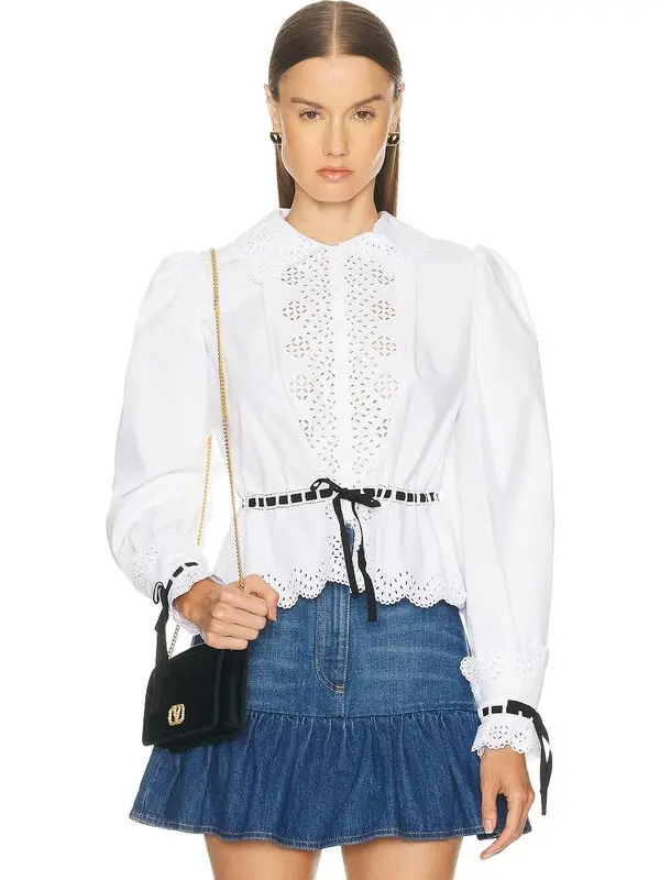 Valentino Garavani Embroidered Poplin Shirt - Bianco & Nero