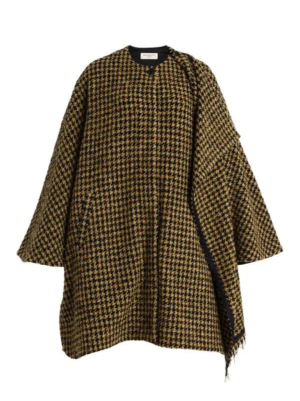 KALLMEYER Navi Houndstooth Wool-blend Cape Jacket - Gold