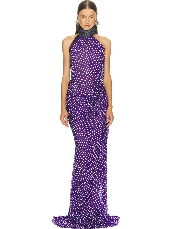 Dries Van Noten Devira Halterneck Gown - Purple