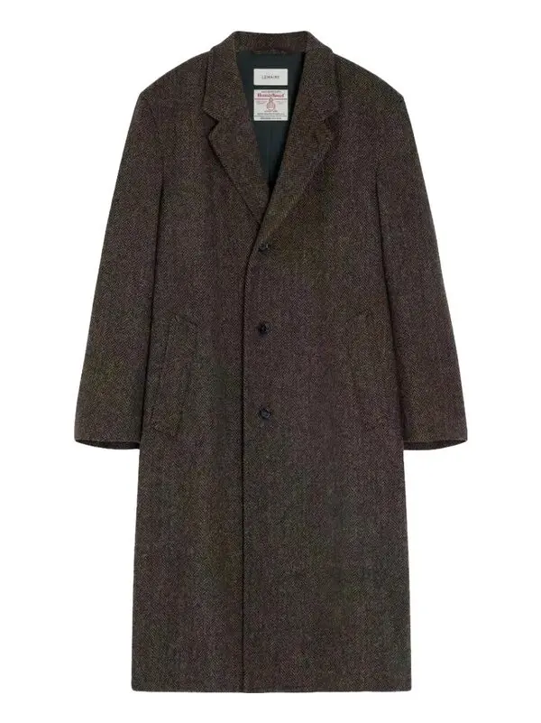 LEMAIRE Herringbone Tweed Overcoat - Brown
