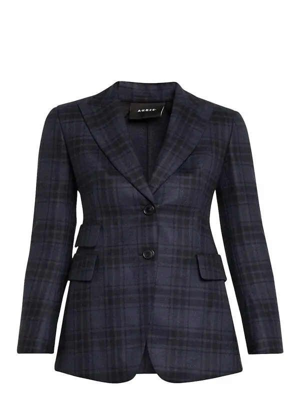 Akris Percival Check Wool Double-face Single-breasted Jacket - Blublk