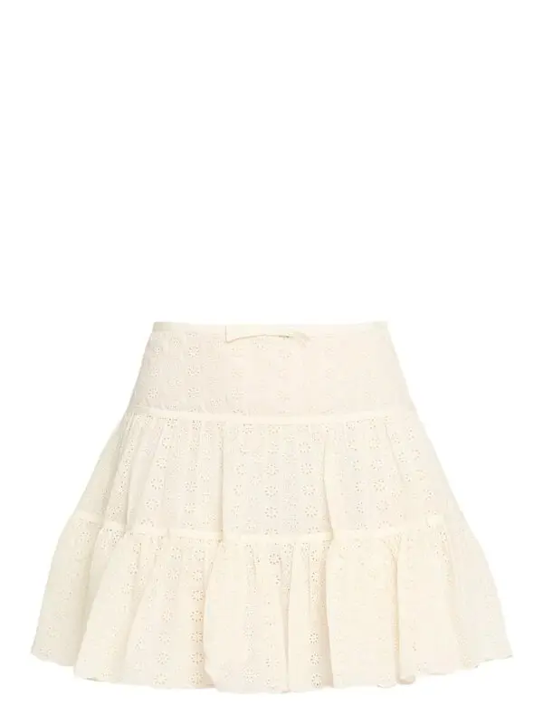 Valentino Garavani Tiered Eyelet Mini Skirt - Ivory