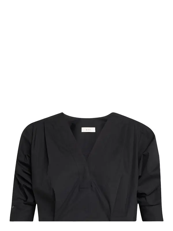 A.L.C. Jordan Ruched-sleeve Top - Black