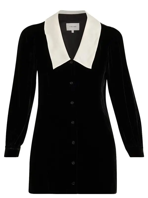 FRAME Velvet Sailor Mini Dress - Black