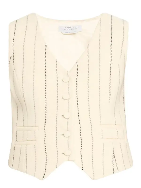 Gabriela Hearst Coleridge Pinstripe Vest - Ivory Multi