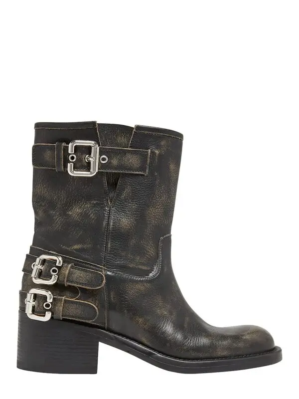 Chloé Dakota Burnished Leather Ankle Boots - Black