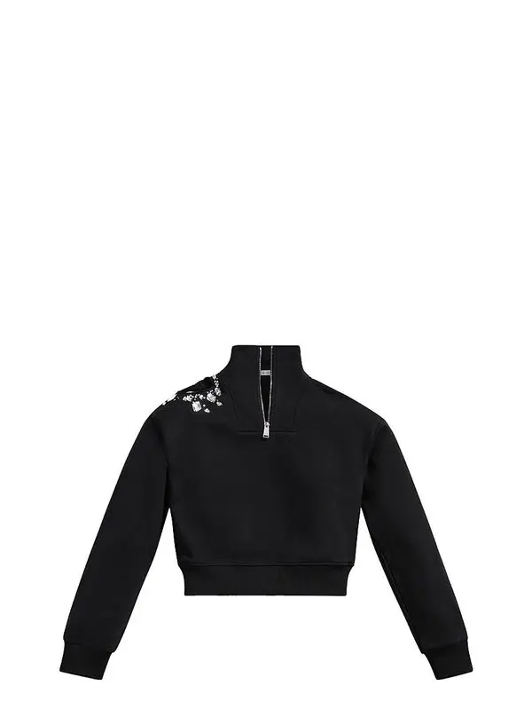 AREA Crystal Cluster Zip Sweatshirt - Black