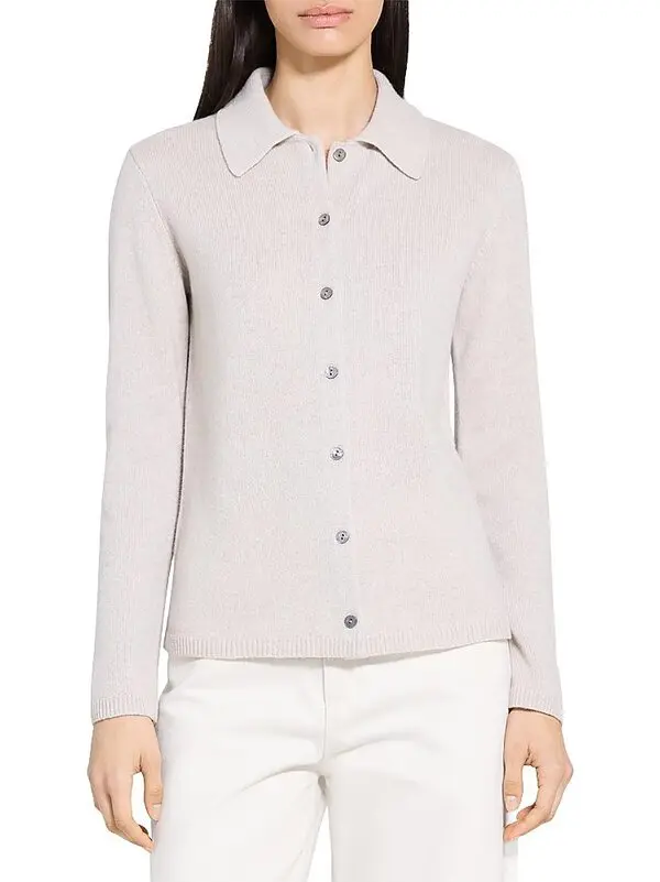 Theory Relaxed Fit Button-up Sweater - Light Grey