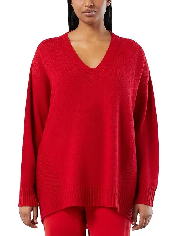 Marina Rinaldi Sierra V-neck Sweater - Red