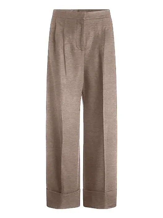 BOSS Taniada Wool Wide Leg Pants - Open Brn