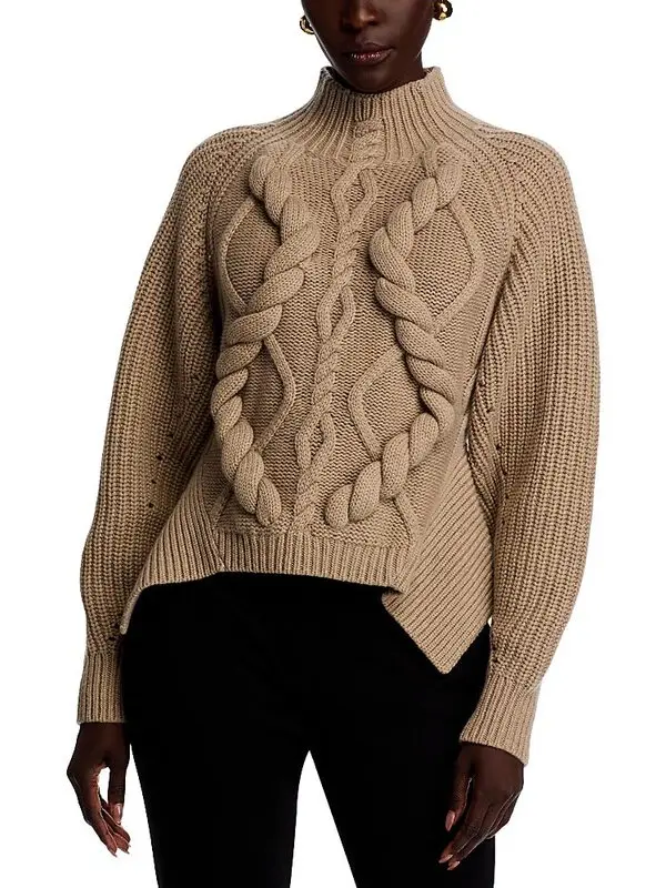 BOSS Fibona Wool & Cashmere Turtleneck Sweater - Beige