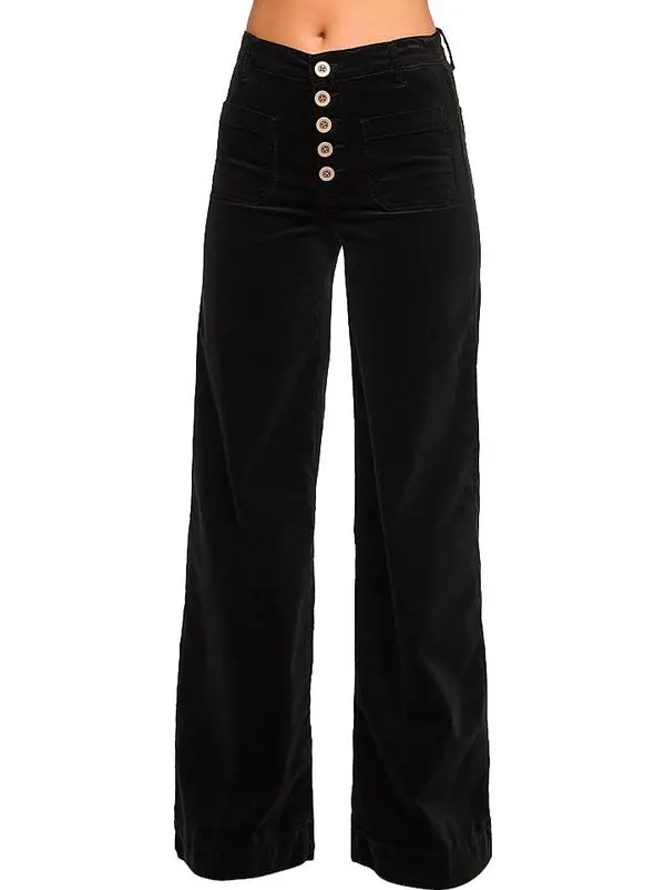 Ramy Brook Cindy High-rise Wide-leg Jeans - Black Velvet