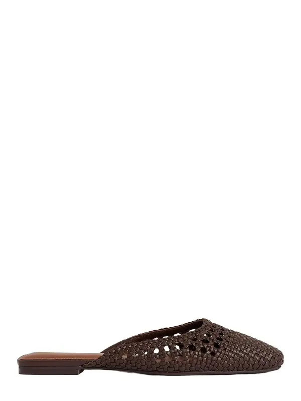REISS Marta Woven Mules - Chocolate