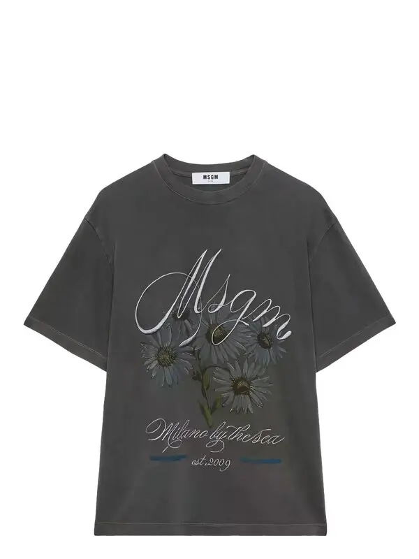 MSGM Floral-print T-shirt - Grey