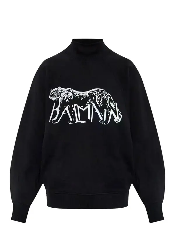 Balmain Graphic-print Turtleneck Sweater - Black