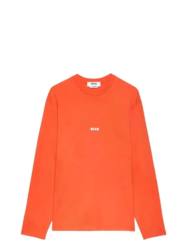 MSGM Logo-print Long-sleeve T-shirt - Orange
