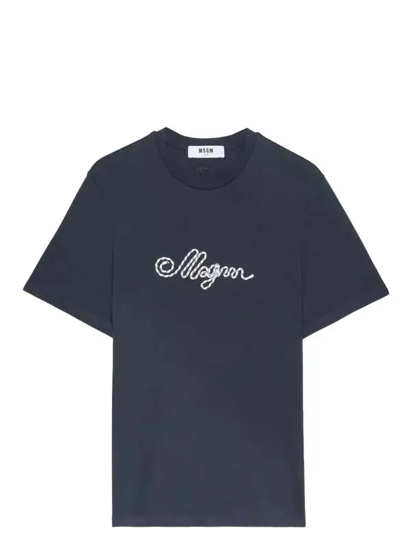 MSGM Logo-embroidered T-shirt - Blue