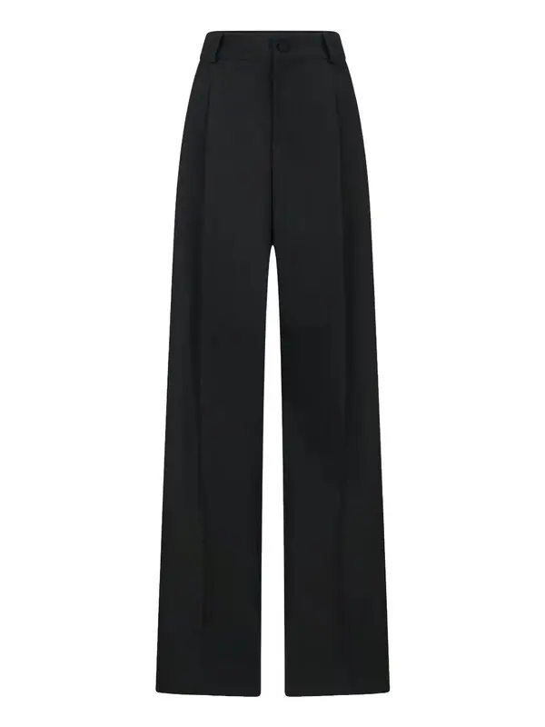 Amen Pleated Wide Leg Trousers - Black