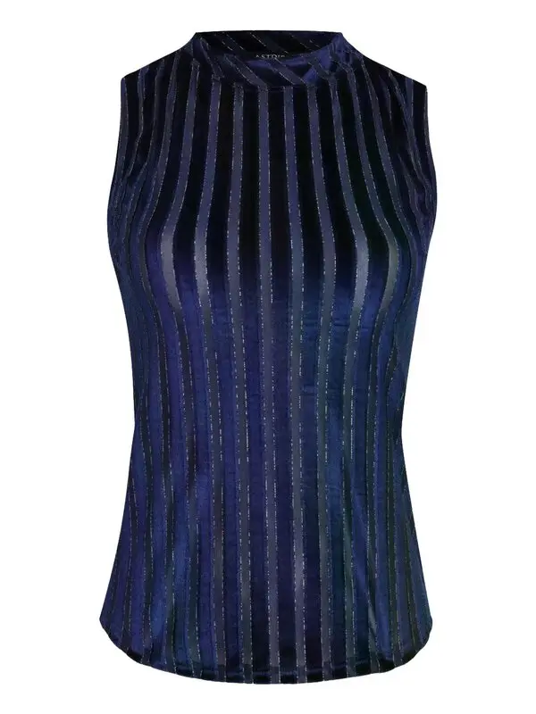 AMIR SLAMA Striped Mock-neck Top - Blue
