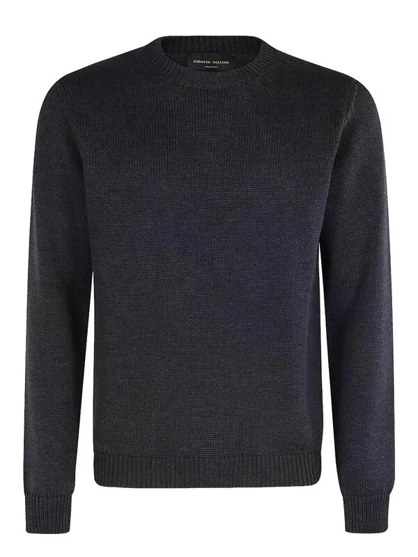 ROBERTO COLLINA Ribbed Crew-neck Sweater - Grey
