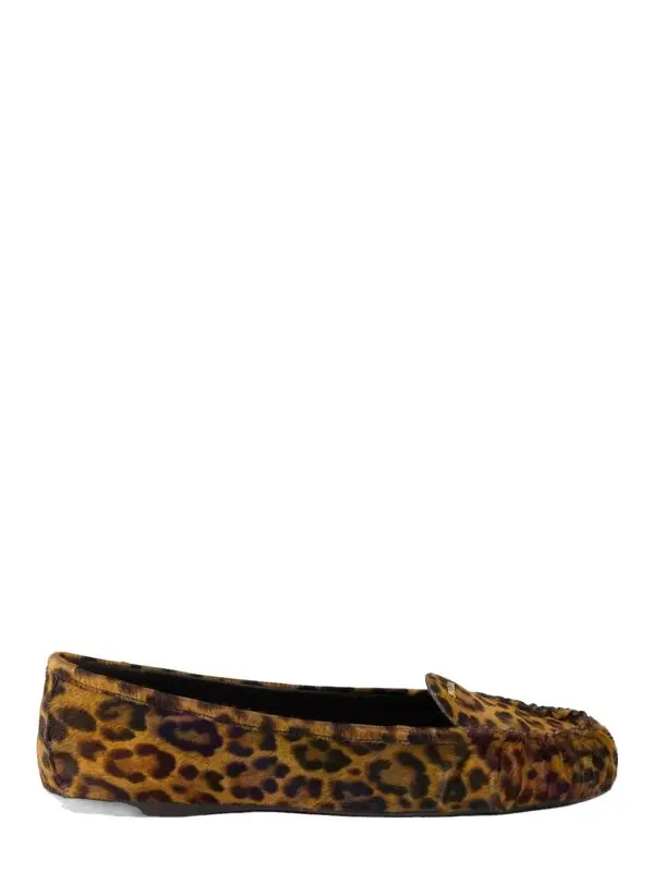 Prada Leopard-print Loafers - Brown