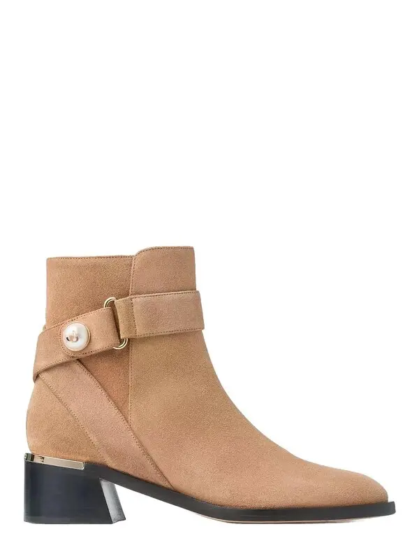 JIMMY CHOO 50mm Noor Embellished Buckle Boots - Neutrals