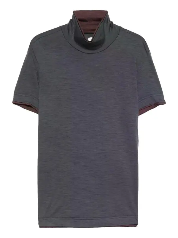 Eleventy Short-sleeve High-neck Top - Grey