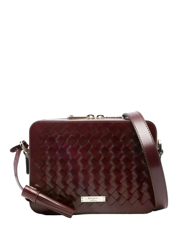 ASPINAL OF LONDON Mini Woven Camera Crossbody Bag - Red