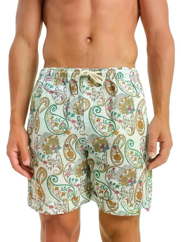 PENINSULA SWIMWEAR Paisley-print Drawstring Shorts - Grey