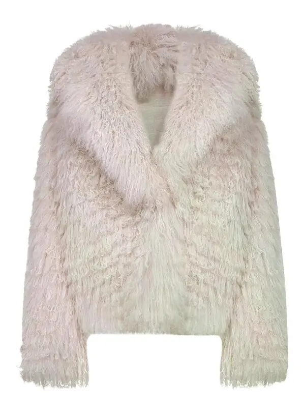 Simonette Ravizza Reversible Mongolian Fur Jacket - Pink