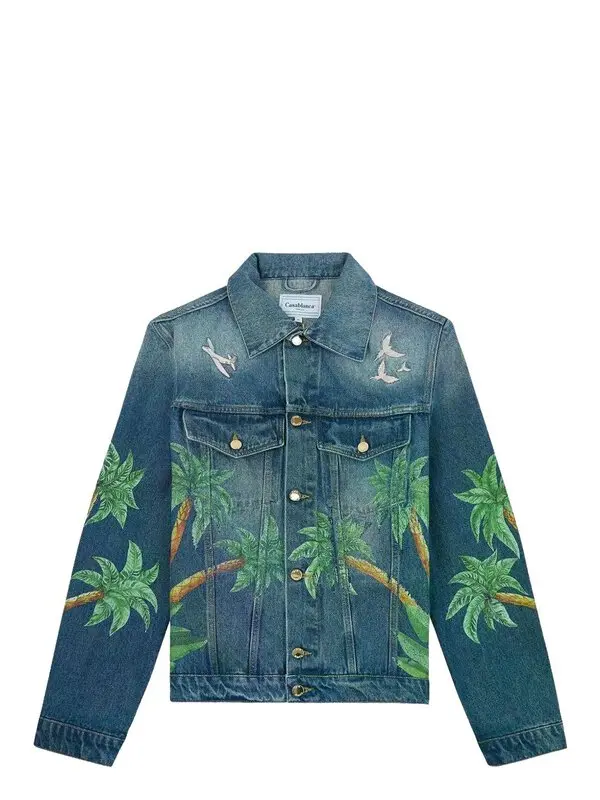 Casablanca Palm Tree-print Denim Jacket - Blue