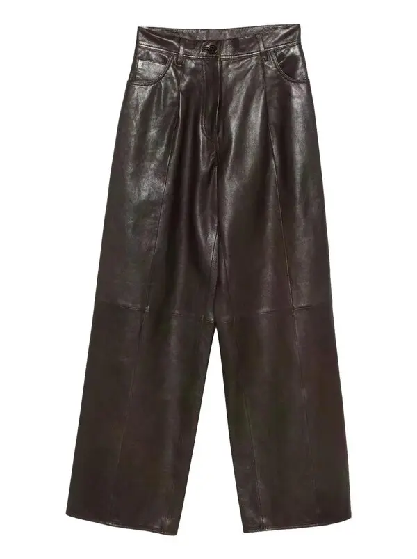 FORTE_FORTE Leather Trousers - Brown