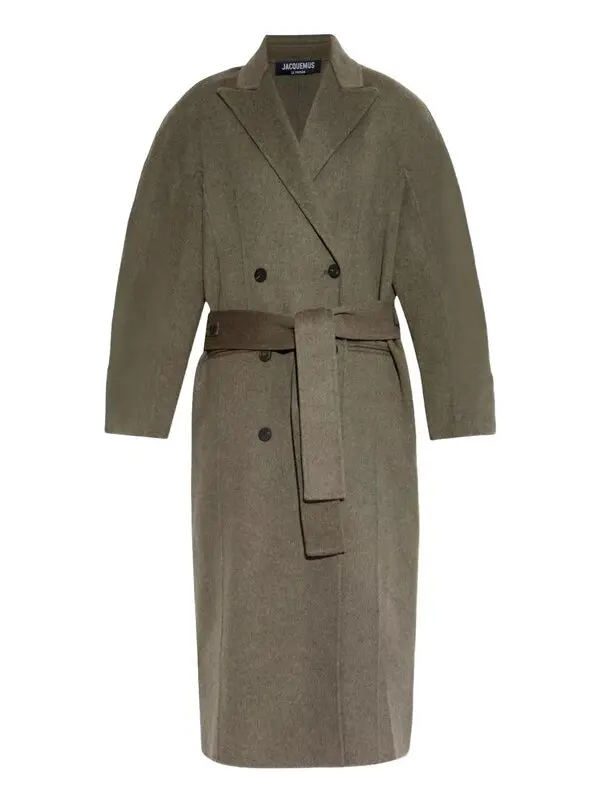 Jacquemus Virgin Wool Belted Coat - Green