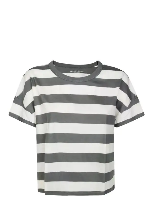 Majestic Filatures Striped Round Neck T-shirt - Grey