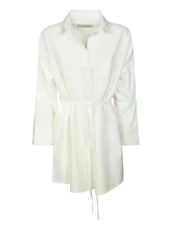 WHITE SAND Belted Shirt - White