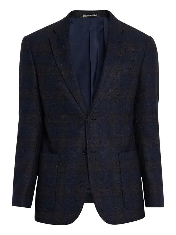 Emporio Armani Wool Plaid G Line Sport Coat - Navy