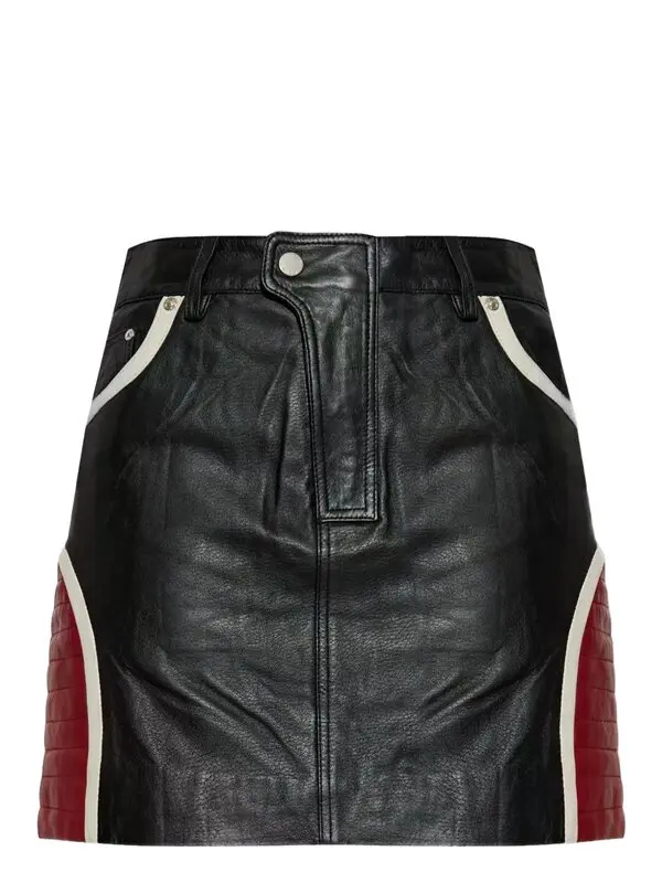 GESTUZ Panelled Leather Mini Skirt - Black