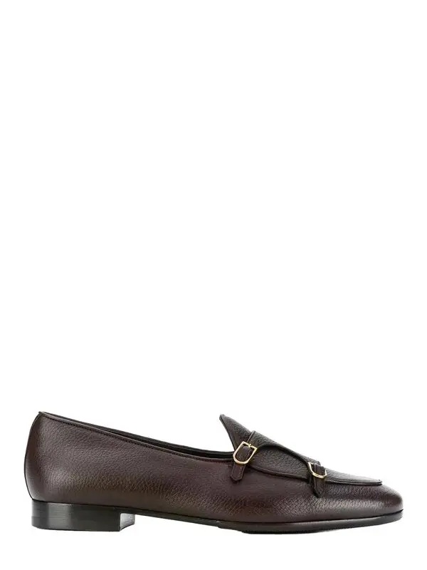 EDHEN MILANO Brera Pebbled Monk Shoes - Brown