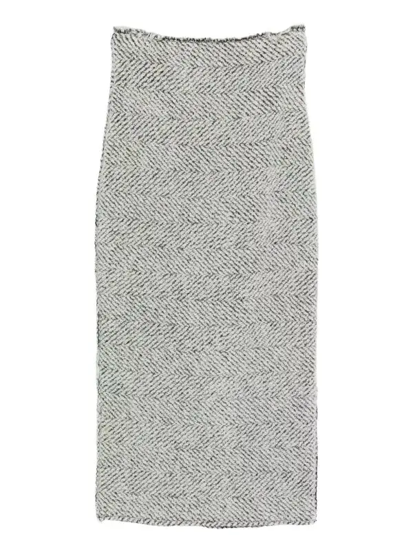 Alberta Ferretti Herringbone Wool Skirt - Grey