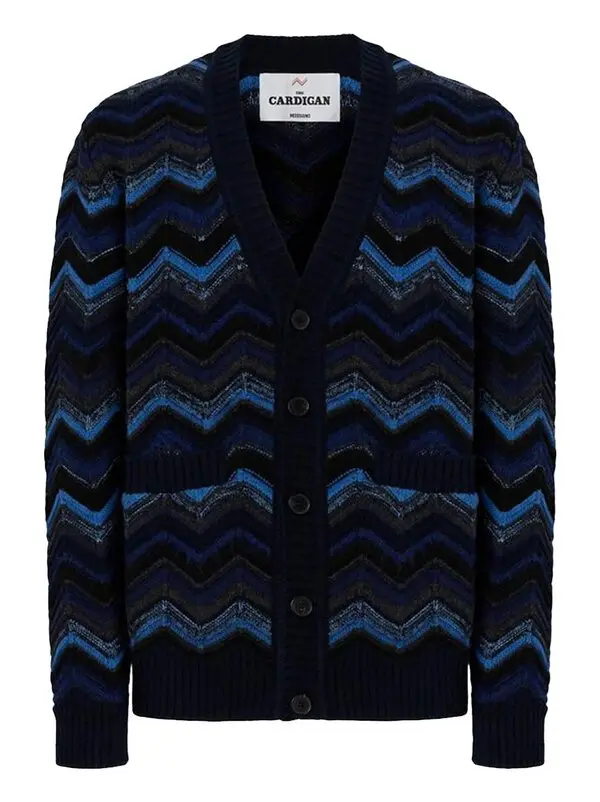 Missoni Zigzag Pattern Cardigan - Blue