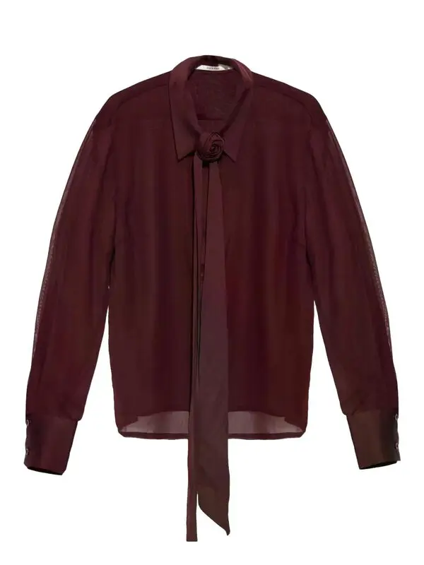 GESTUZ Floral-appliqué Blouse - Red