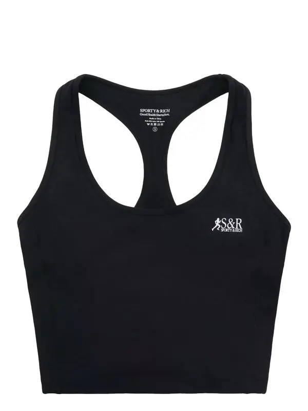 Sporty & Rich Logo Cropped Tank Top - Black