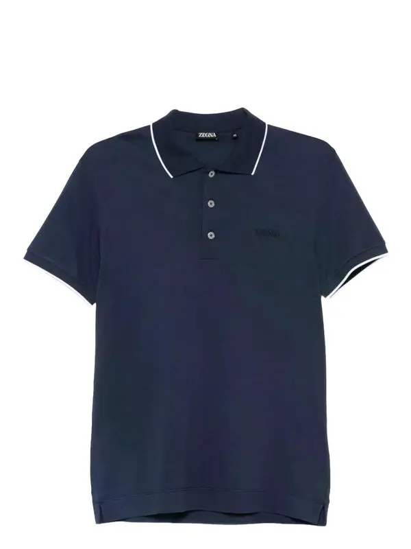 Zegna Contrast-collar Polo Shirt - Blue