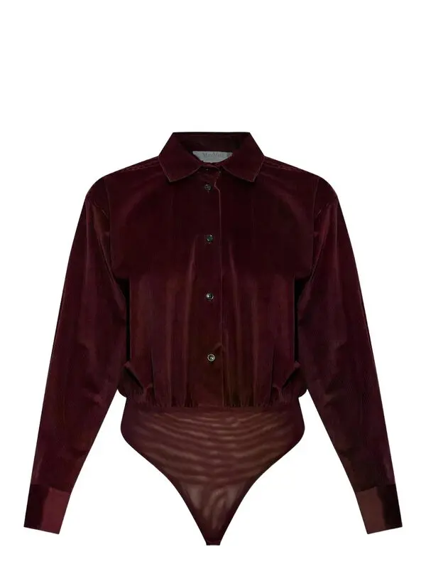 Max Mara Velvet Buttoned Bodysuit - Red