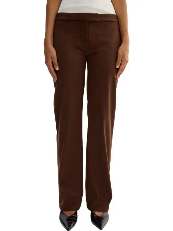LAMARQUE Malachi Faux Suede Trousers - Dark Brown