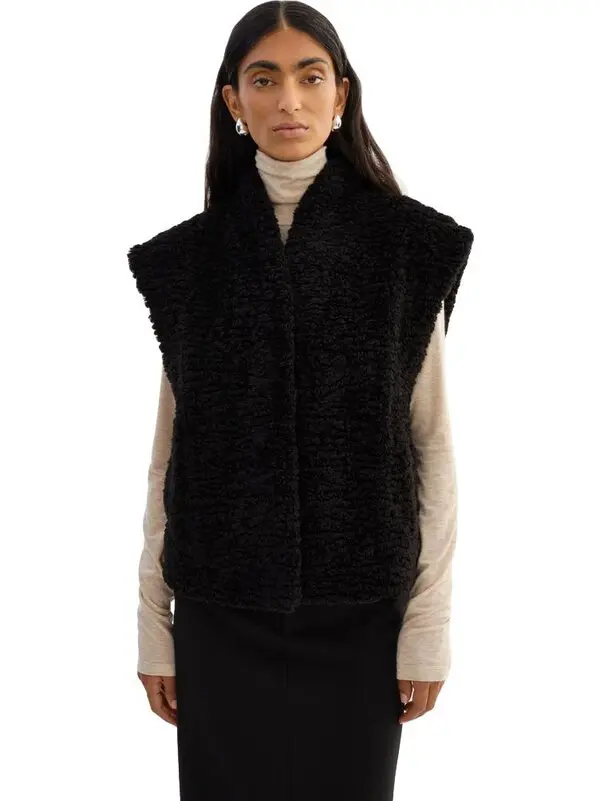 LAMARQUE Dua Reversible Faux Fur Vest - Black